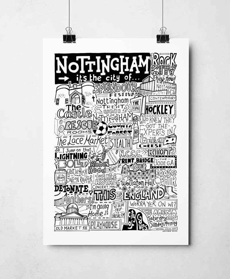 Nottingham Landmarks By Sketchbook Design – Flock and Gaggle